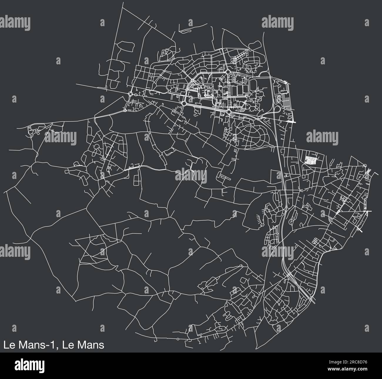 Street roads map of the LE MANS-1 CANTON, LE MANS Stock Vector Image ...