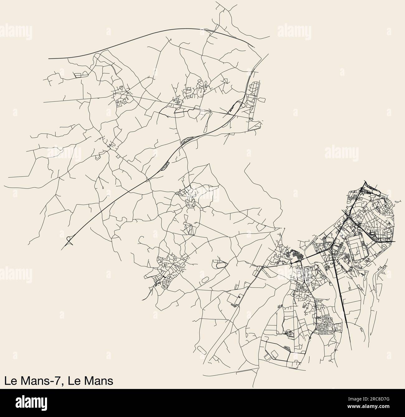 Street roads map of the LE MANS-7 CANTON, LE MANS Stock Vector Image ...