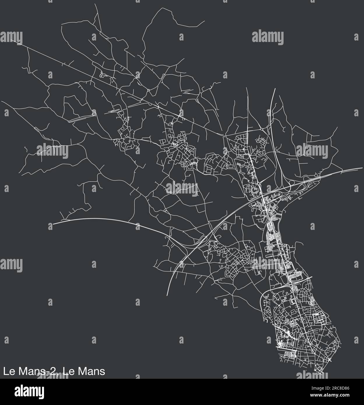 Street roads map of the LE MANS-2 CANTON, LE MANS Stock Vector Image ...