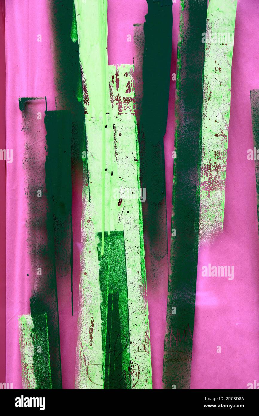 Random brush strokes on glass surface, craft paper on the background ...