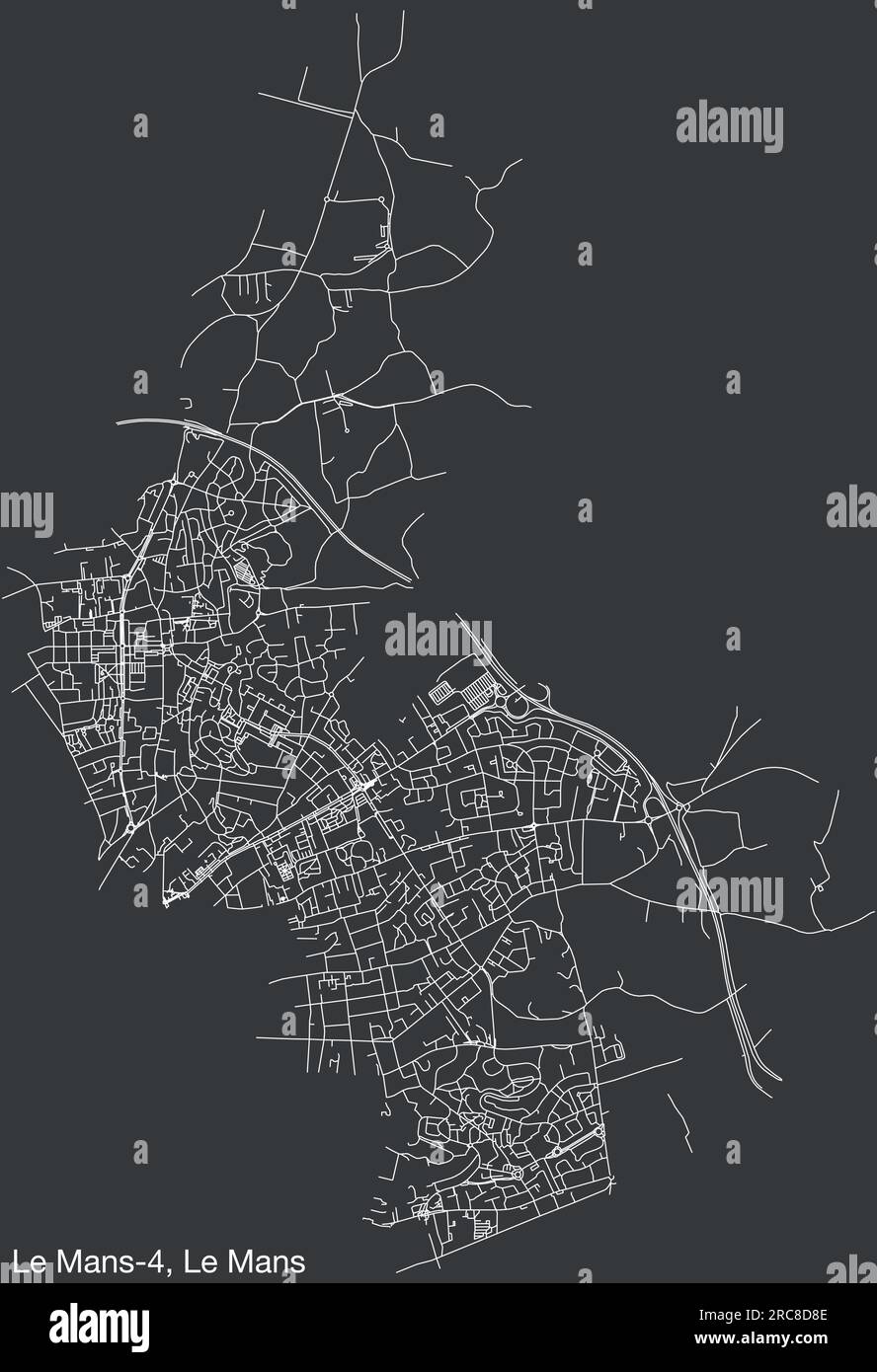 Street roads map of the LE MANS-4 CANTON, LE MANS Stock Vector Image ...