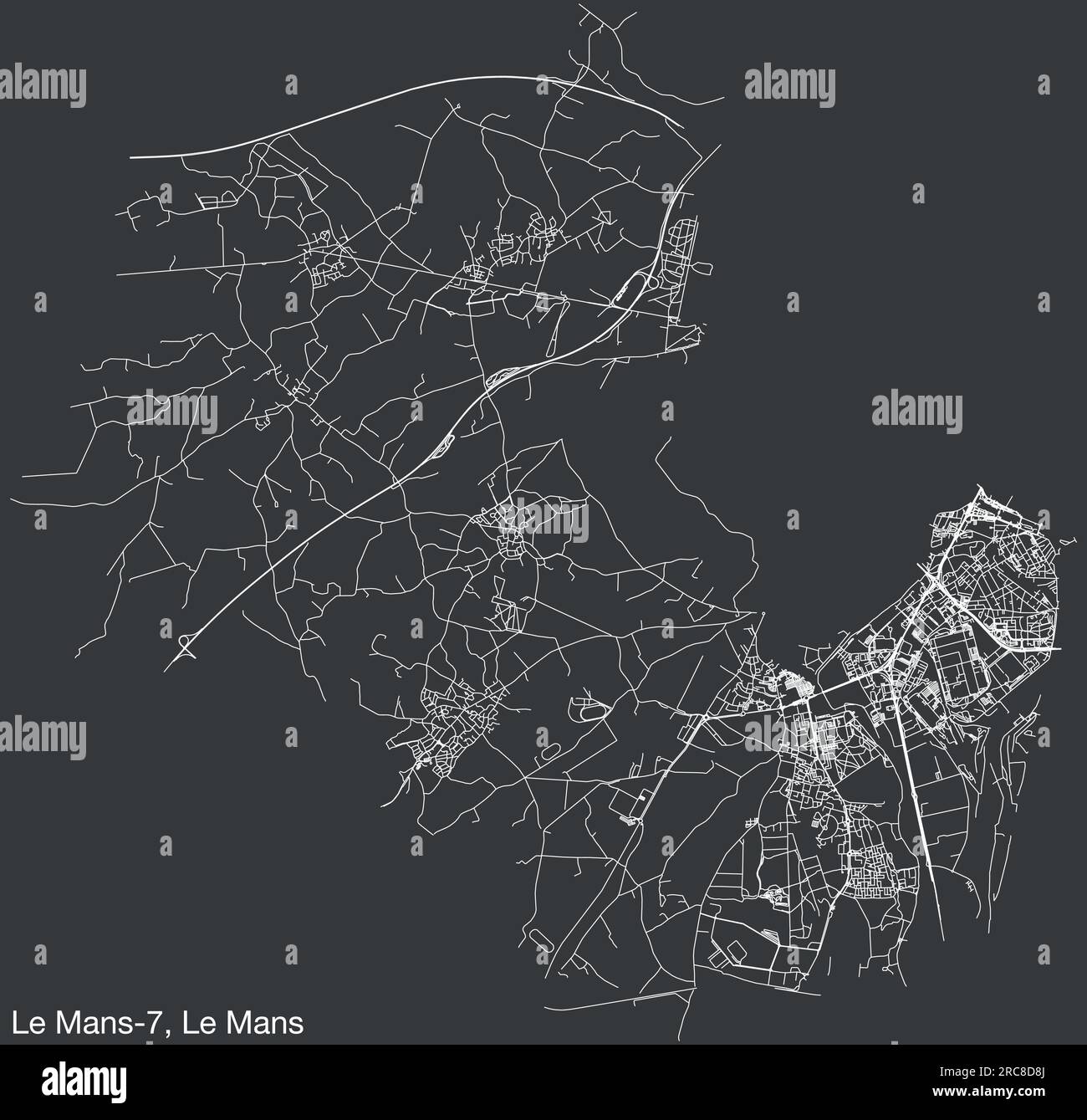Street roads map of the LE MANS-7 CANTON, LE MANS Stock Vector Image ...