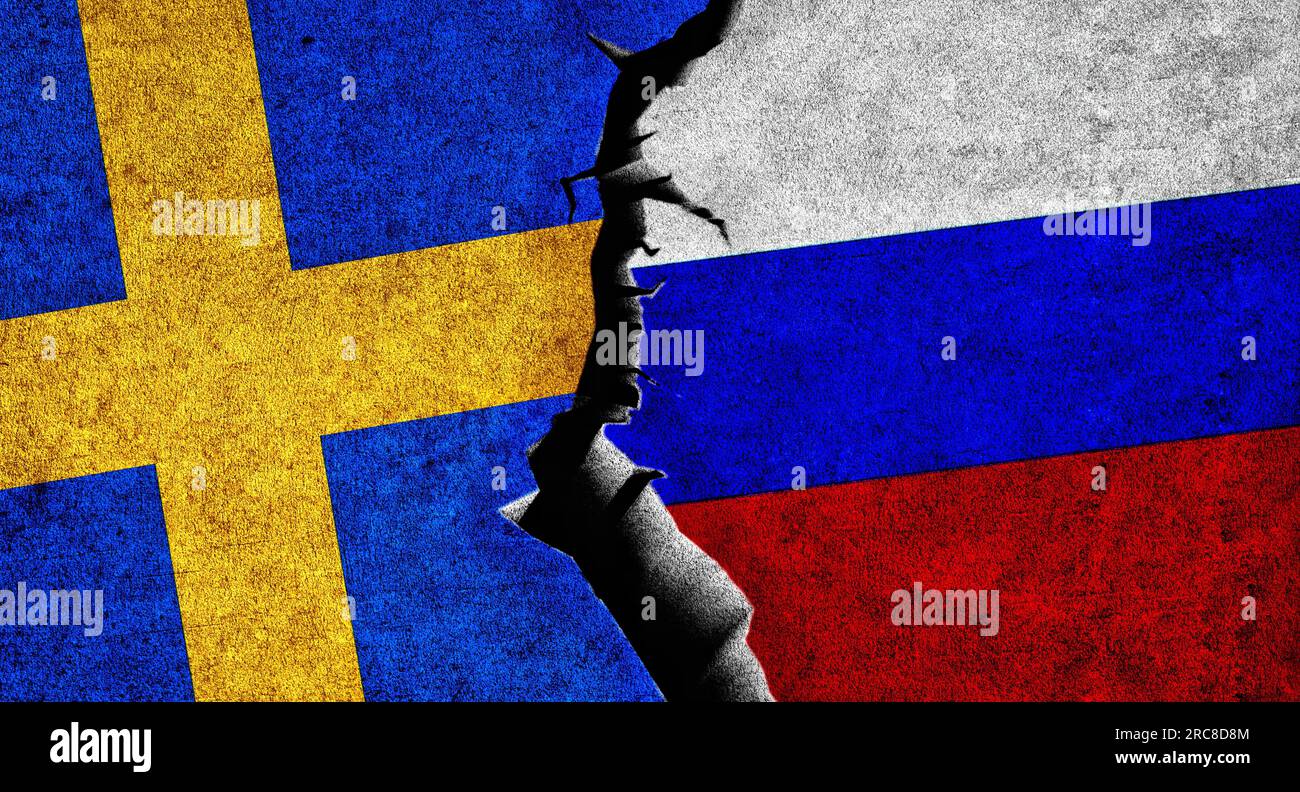 Sweden and Russia flags together. Russia and Sweden conflict Stock ...
