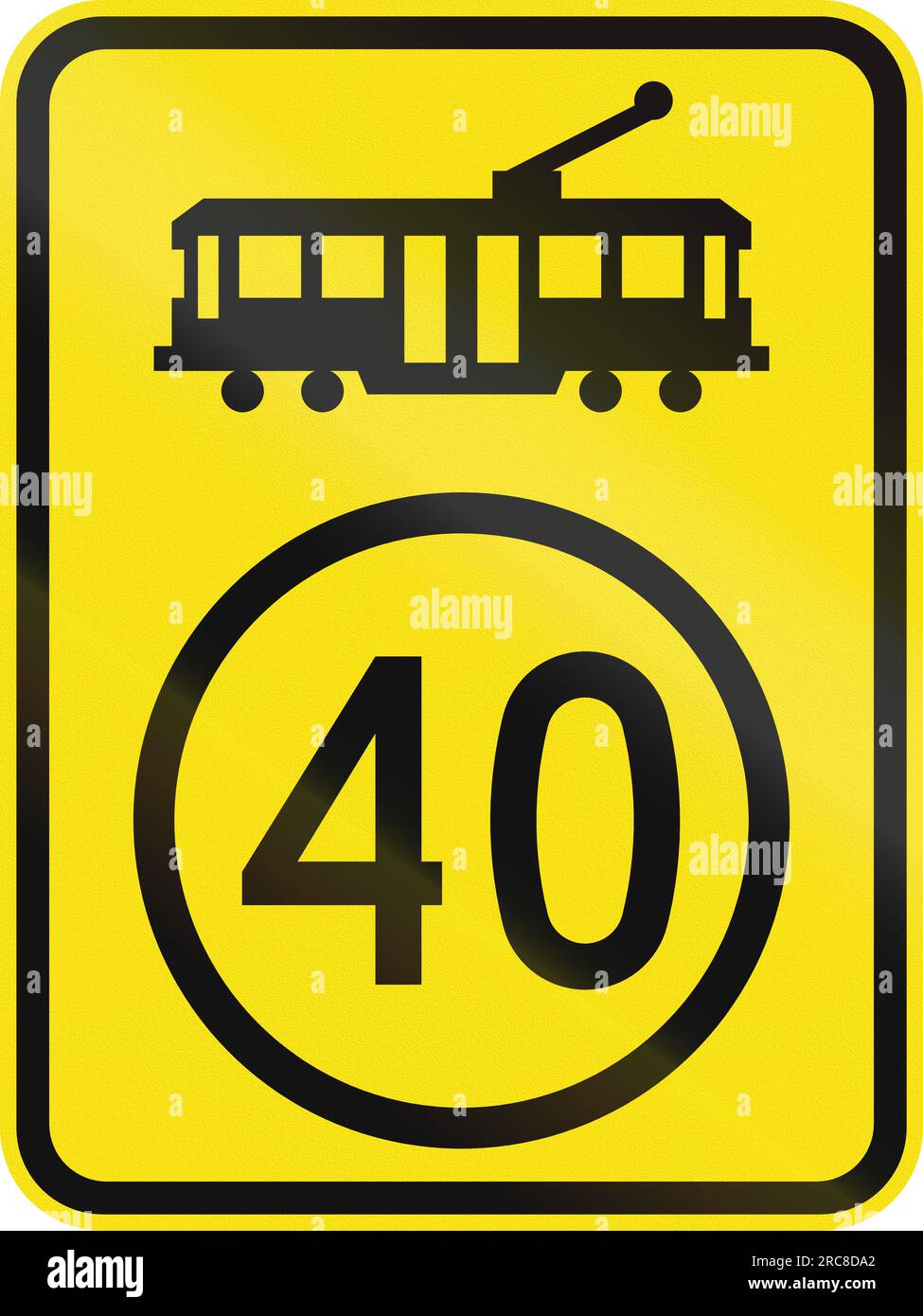 An Australian warning traffic sign - Tram speed Stock Photo - Alamy