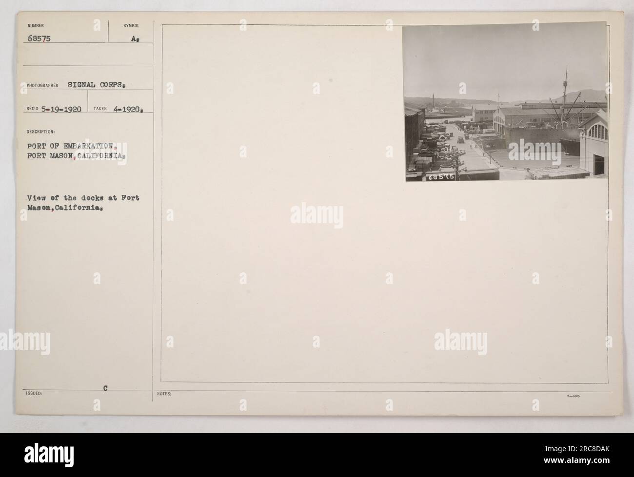 View of the busy docks at Fort Mason, California, serving as the port ...