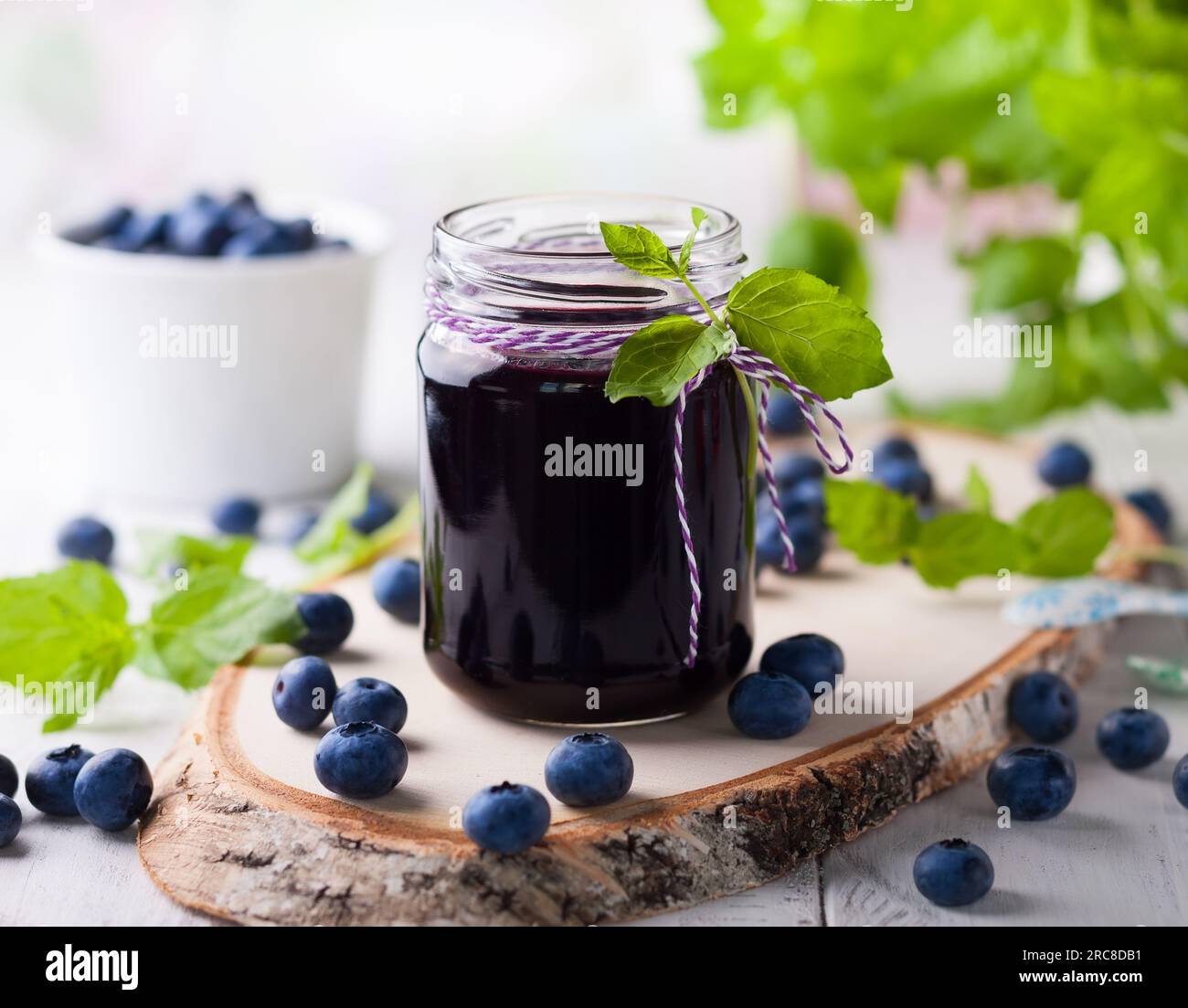 Blueberry homemade jam in glass jar and fresh berries Stock Photo - Alamy