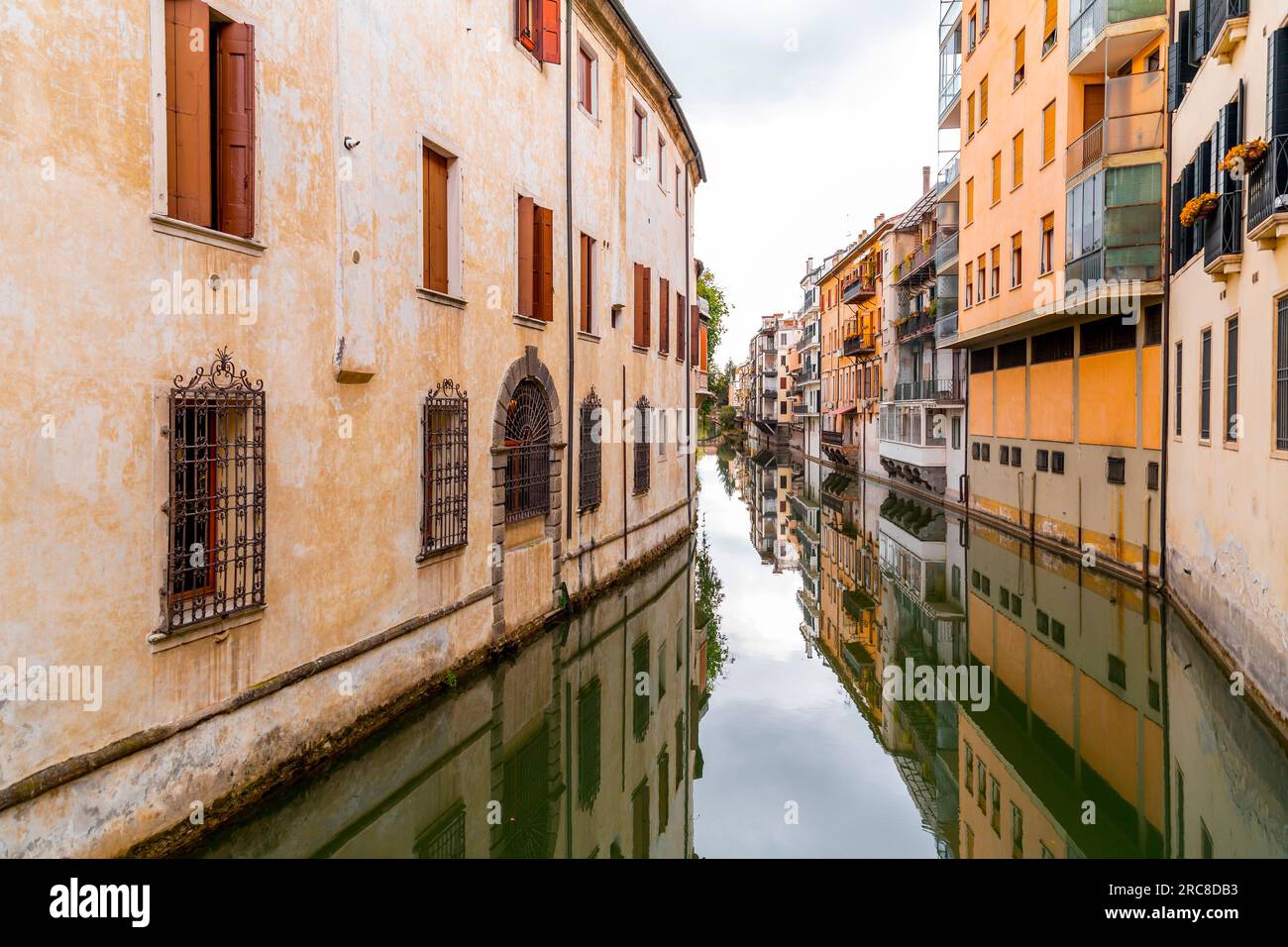 Traditional Paduan architecture, buildings by the river Brenta in Padua ...
