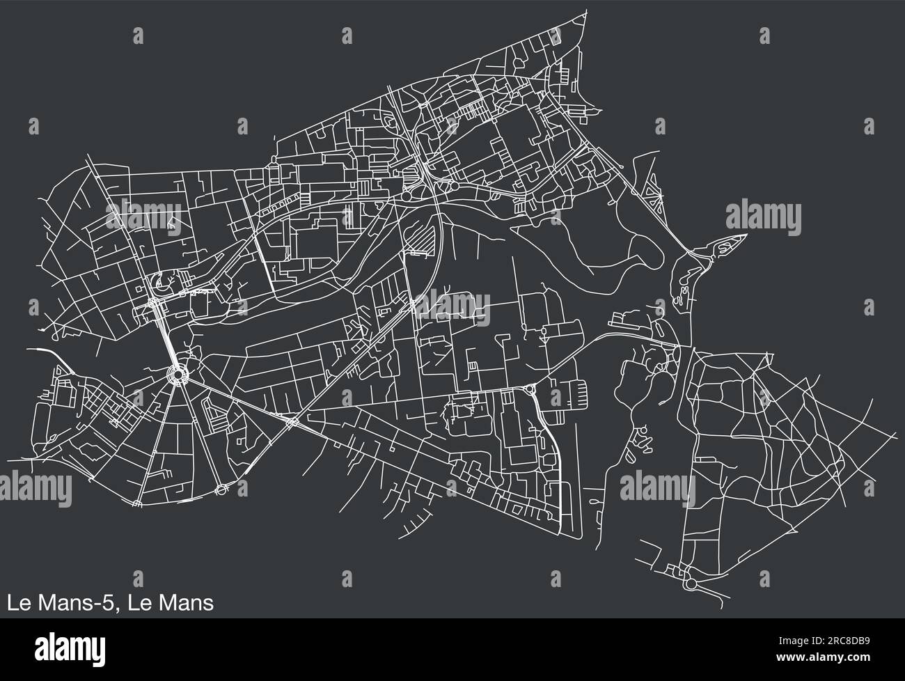 Street roads map of the LE MANS-5 CANTON, LE MANS Stock Vector Image ...