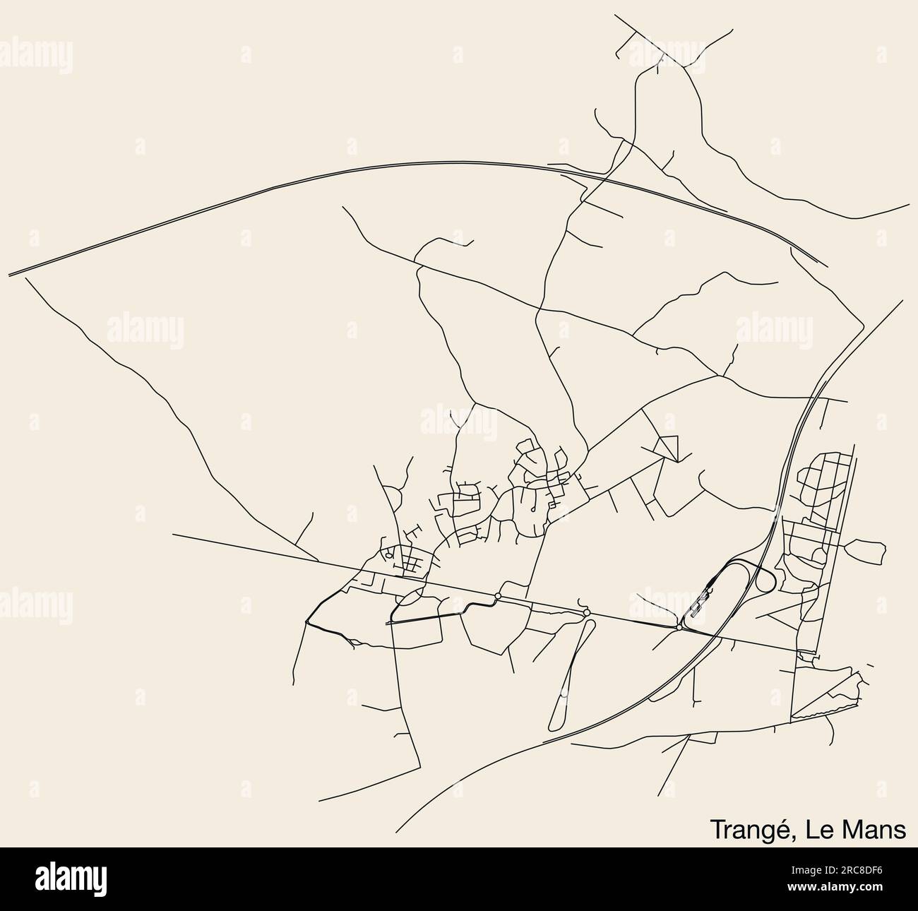 Street roads map of the TRANGÉ COMMUNE, LE MANS Stock Vector Image ...