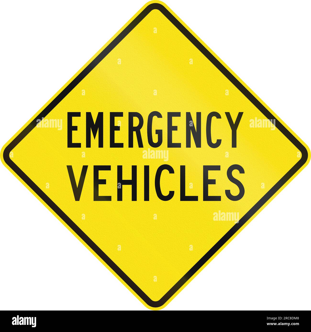 Australian warning traffic sign - Emergency vehicles Stock Photo - Alamy