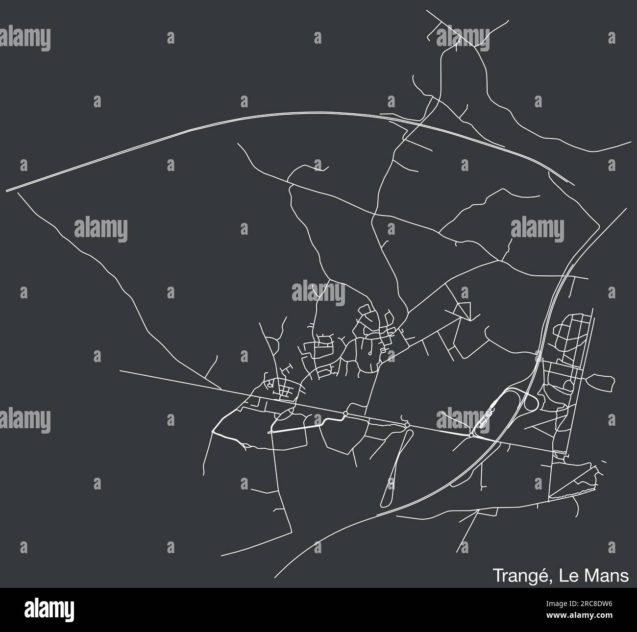 Street roads map of the TRANGÉ COMMUNE, LE MANS Stock Vector Image ...