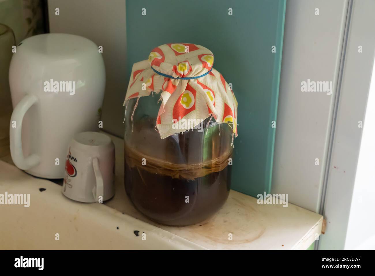 Large jar of home made kombucha Stock Photo - Alamy