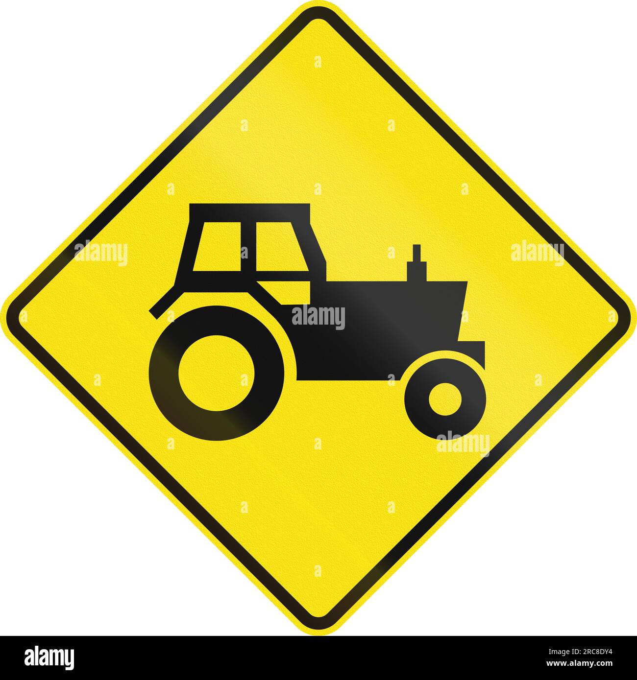 Australian road warning sign - Tractor/farm vehicle crossing Stock ...