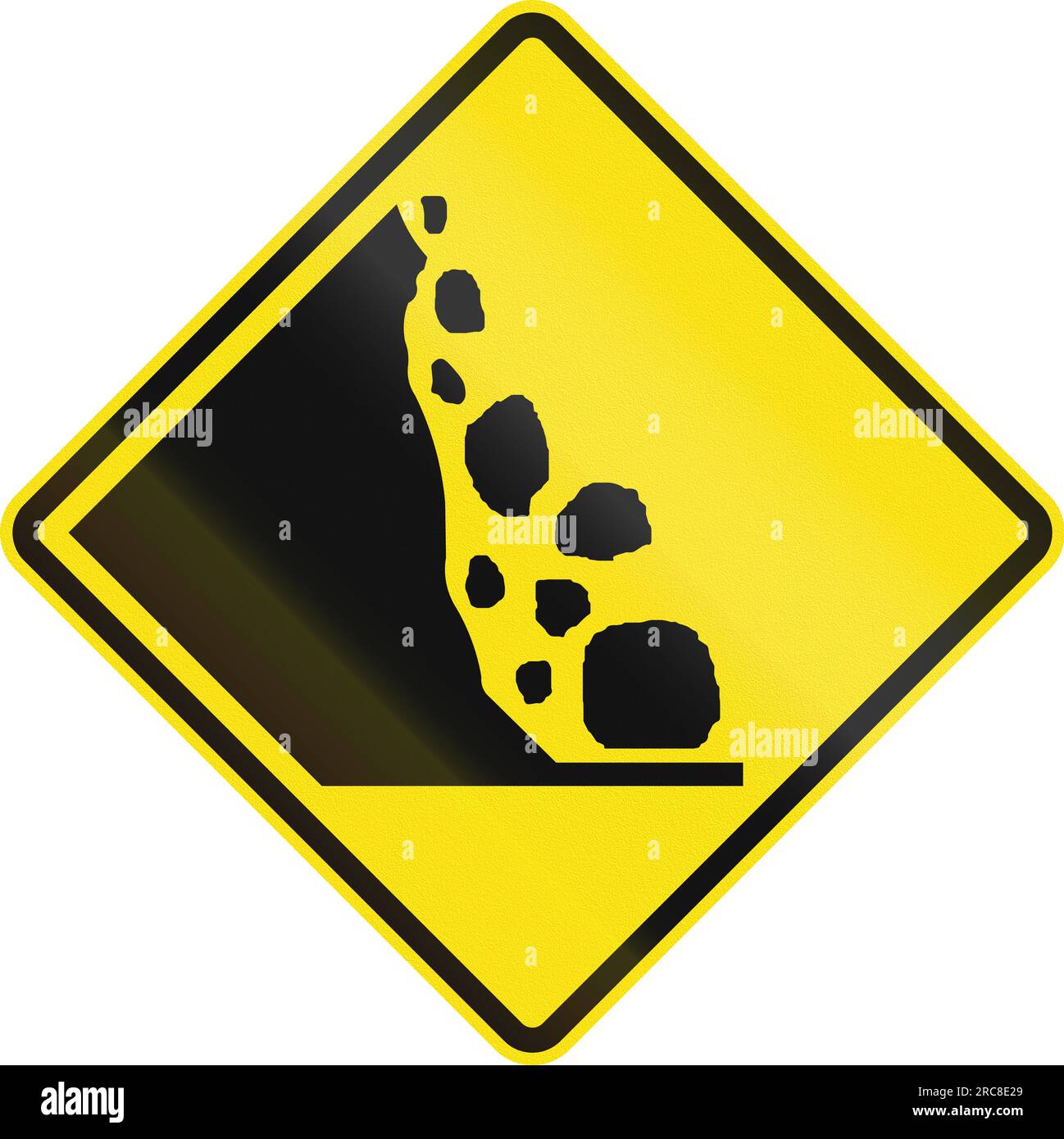 Australian warning traffic sign - Falling Rocks from the left Stock ...