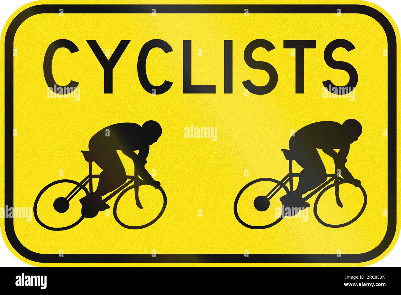 An Australian warning traffic sign - Cyclists Stock Photo - Alamy