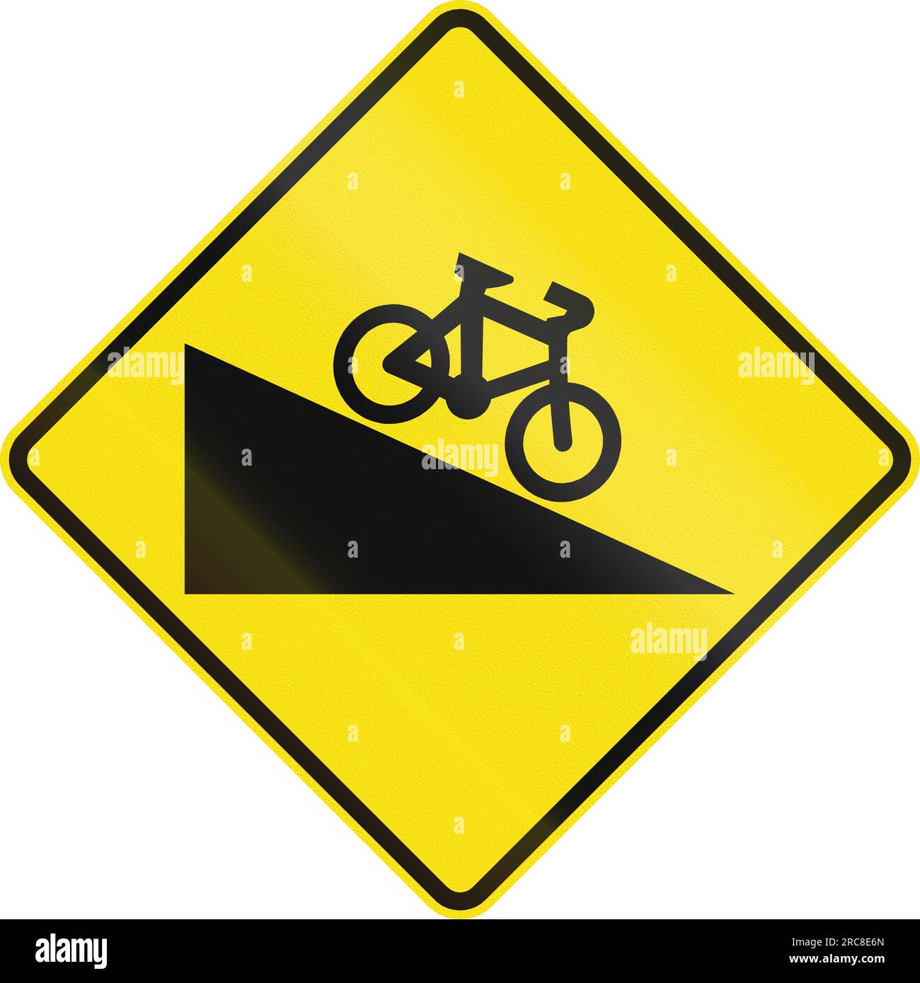 An Australian warning traffic sign - Steep descent for cyclists Stock ...