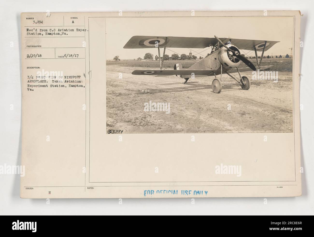 Image shows a 3/4 front view of a Nieuport airplane at the Aviation ...