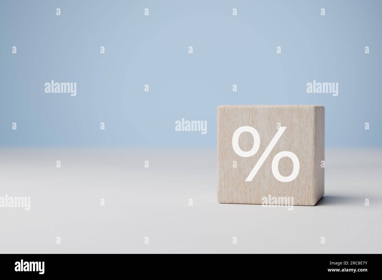 Percent sign. wood cube block with percentage symbol icon. Interest ...