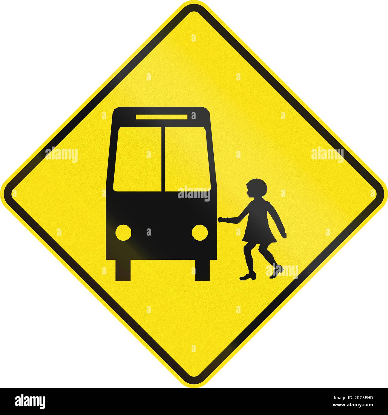 Australian warning sign - School bus stop ahead Stock Photo - Alamy
