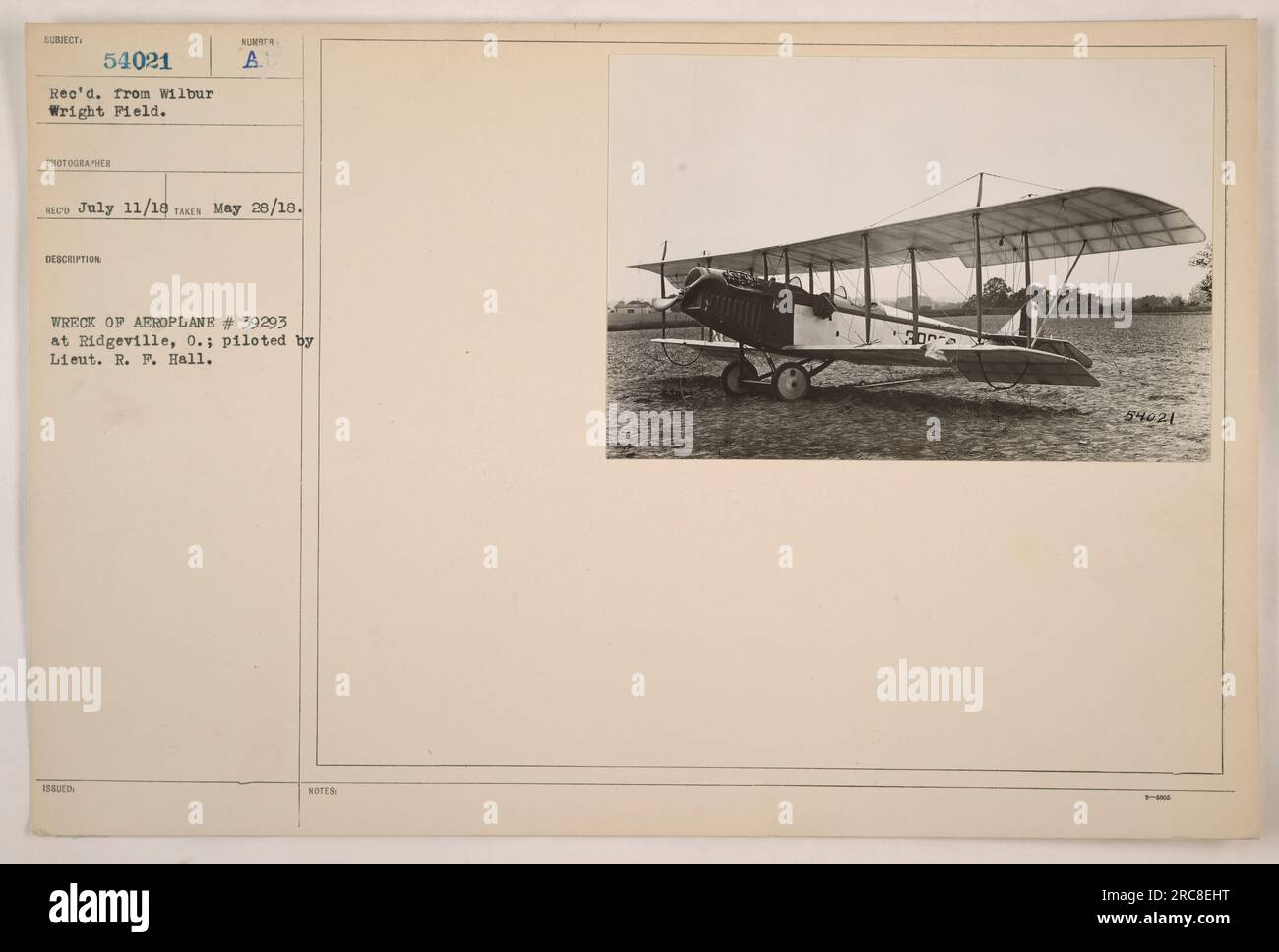 Crashed airplane #39293 is seen at Ridgeville, Ohio. The plane was ...