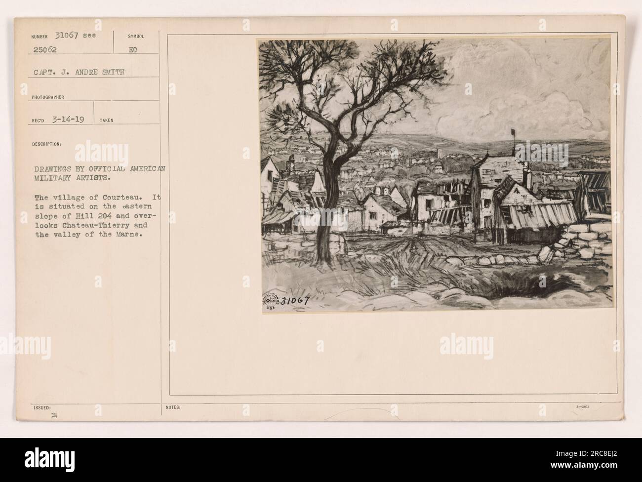 American soldiers overlooking the village of Courteau and the valley of ...