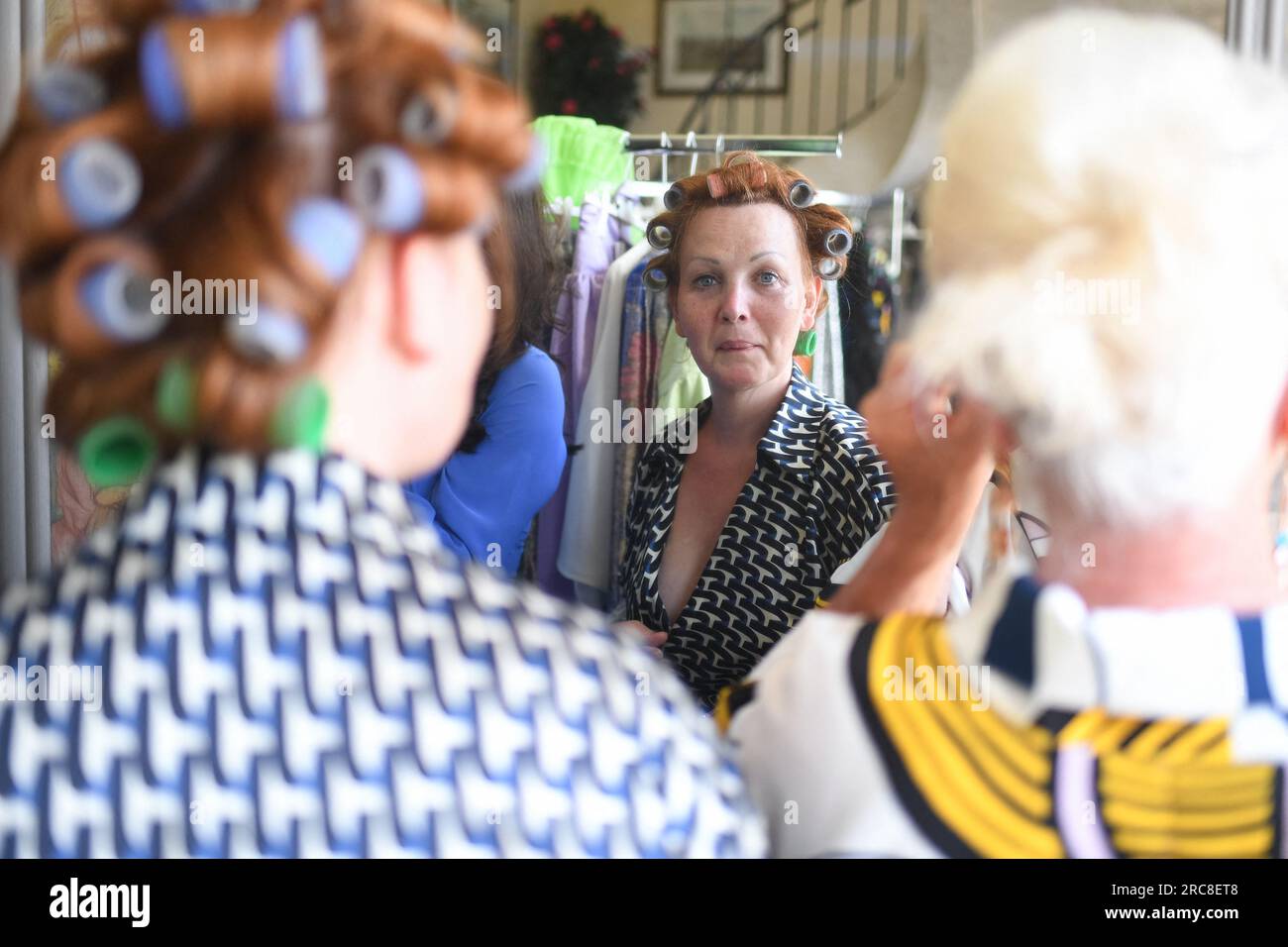 Ricey Bas, France. 09th July, 2023. A model backstage during the ...