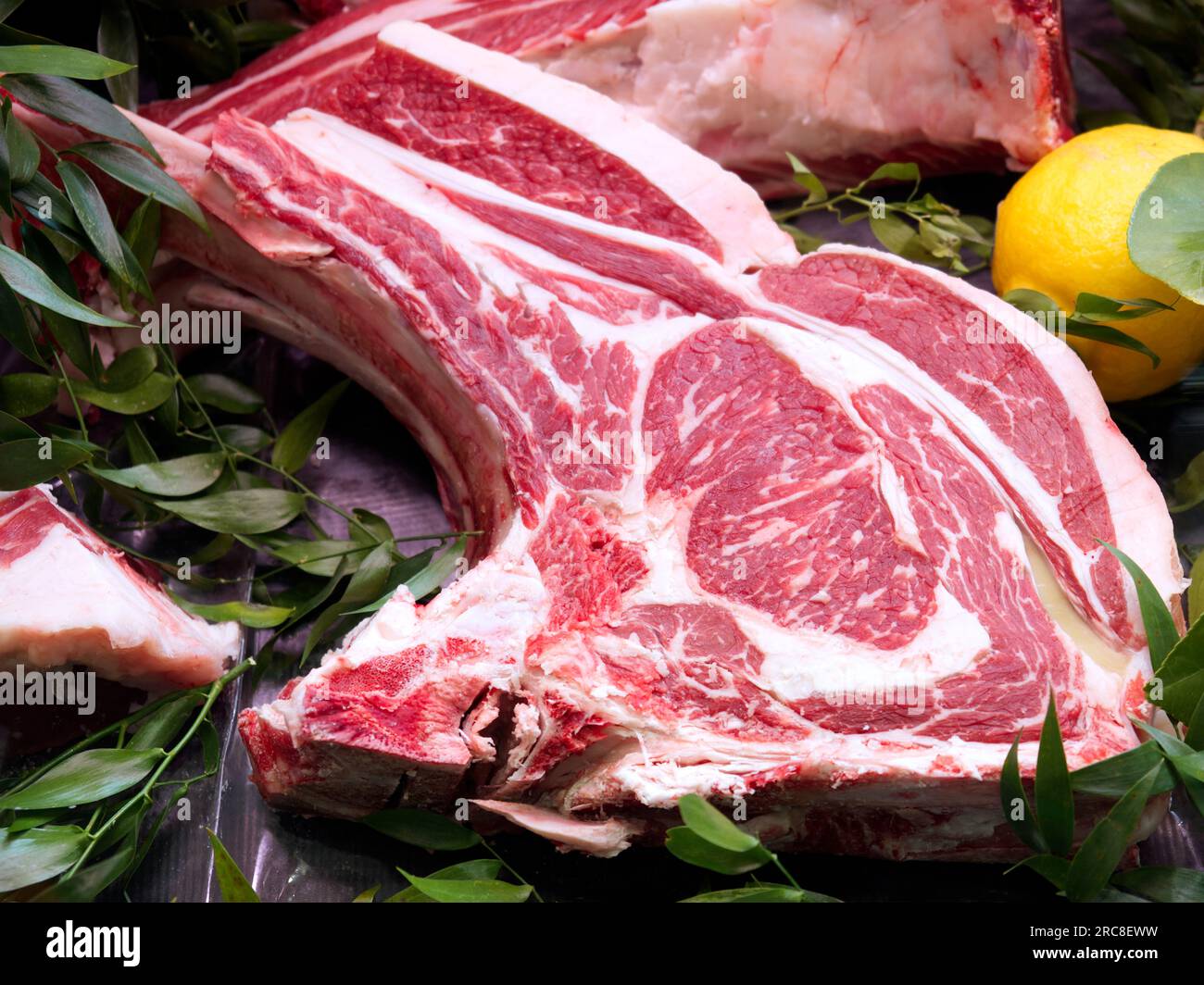 T-bone steak in a in a butcher shop Stock Photo - Alamy