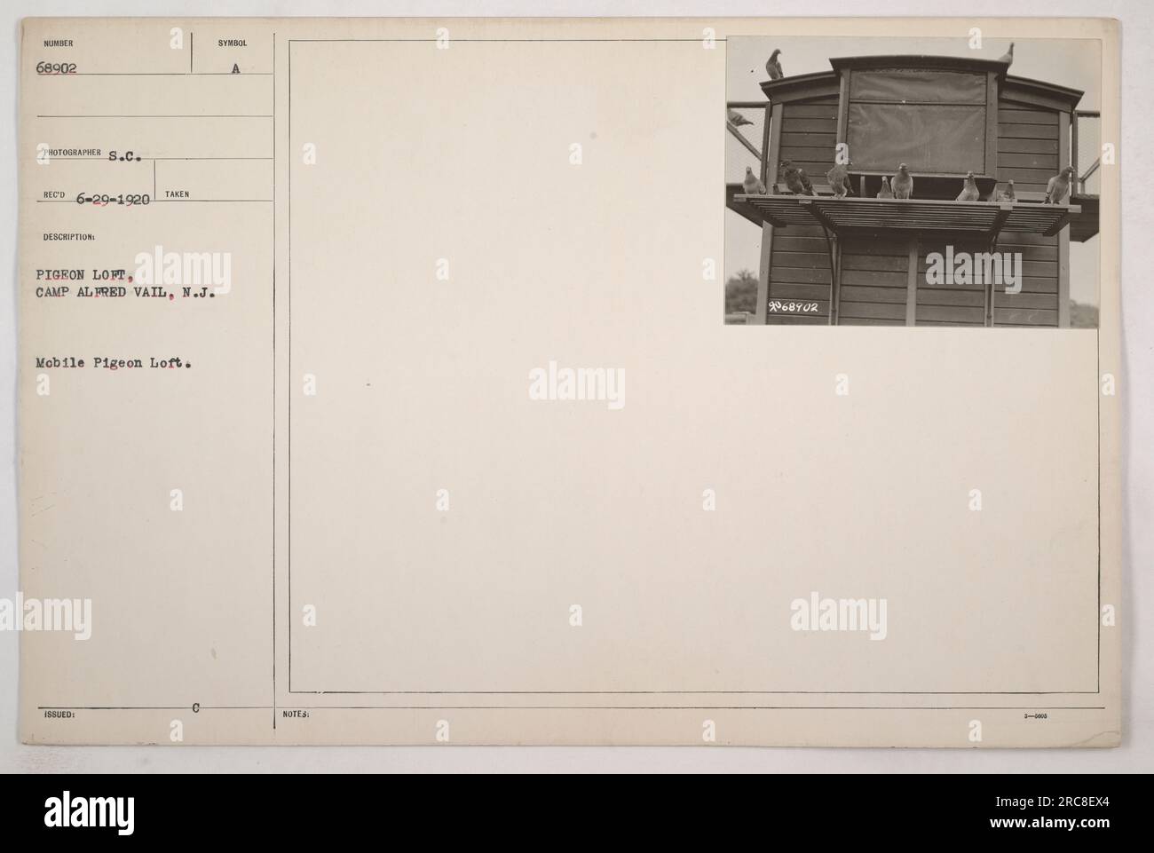 Image depicting a mobile pigeon loft at Camp Alfred Vail, N.J. The loft ...