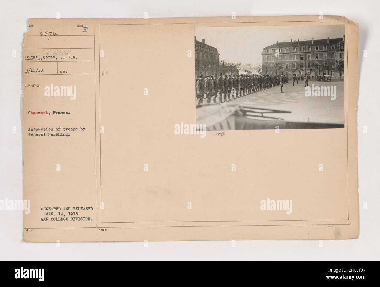 General Pershing inspecting troops during World War One in Chaumont ...