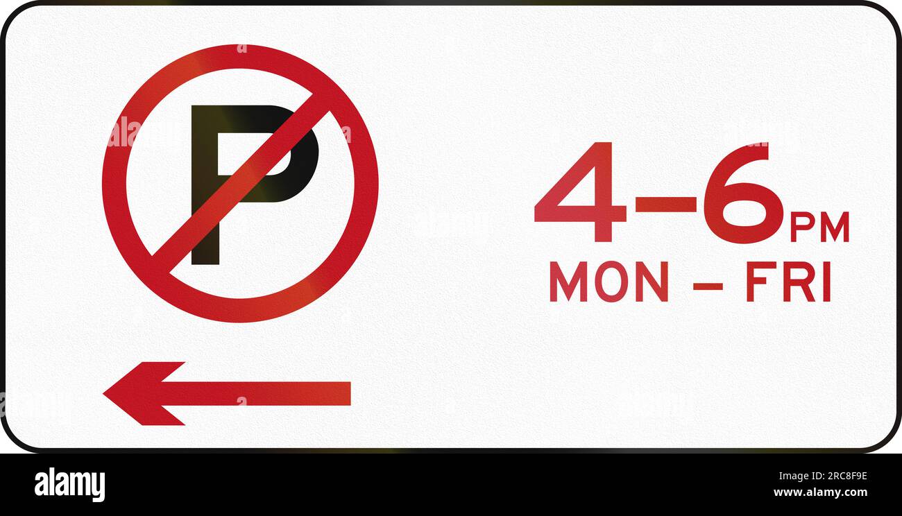 Australian traffic sign: No parking at times shown Stock Photo - Alamy