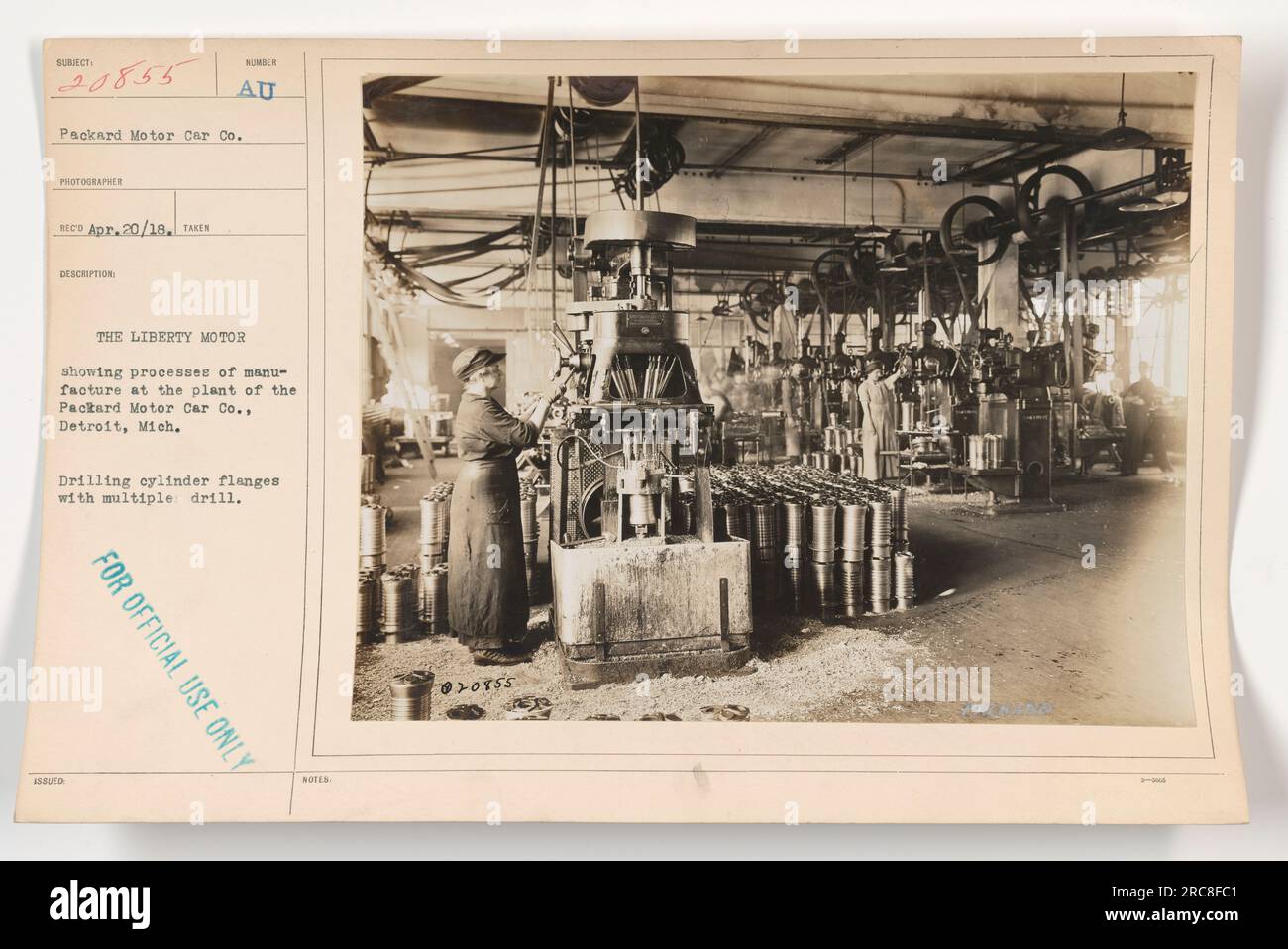 Photograph showing the manufacturing process of the Liberty Motor at ...