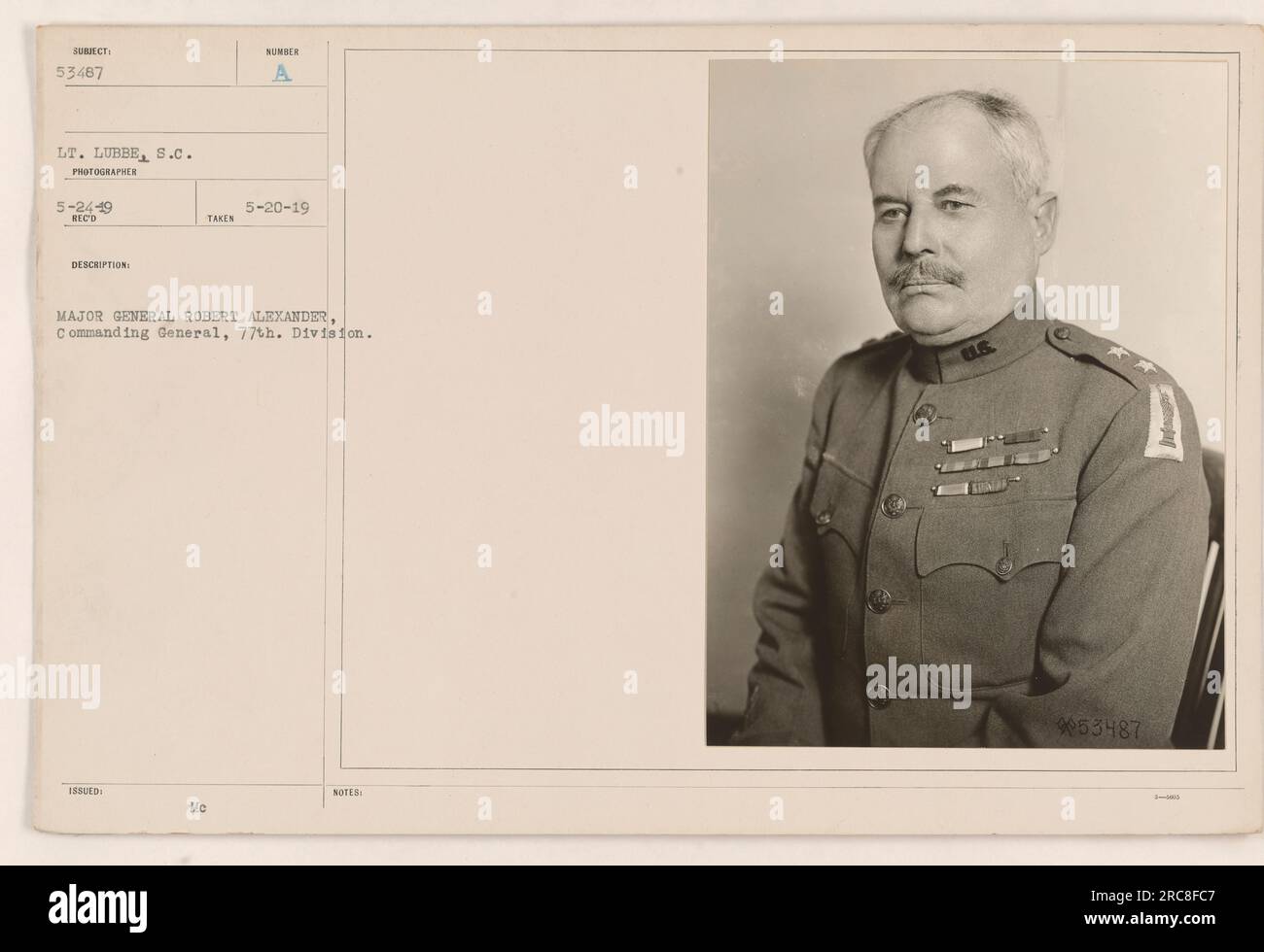 Major General Robert Alexander, Commanding General of the 77th Division ...