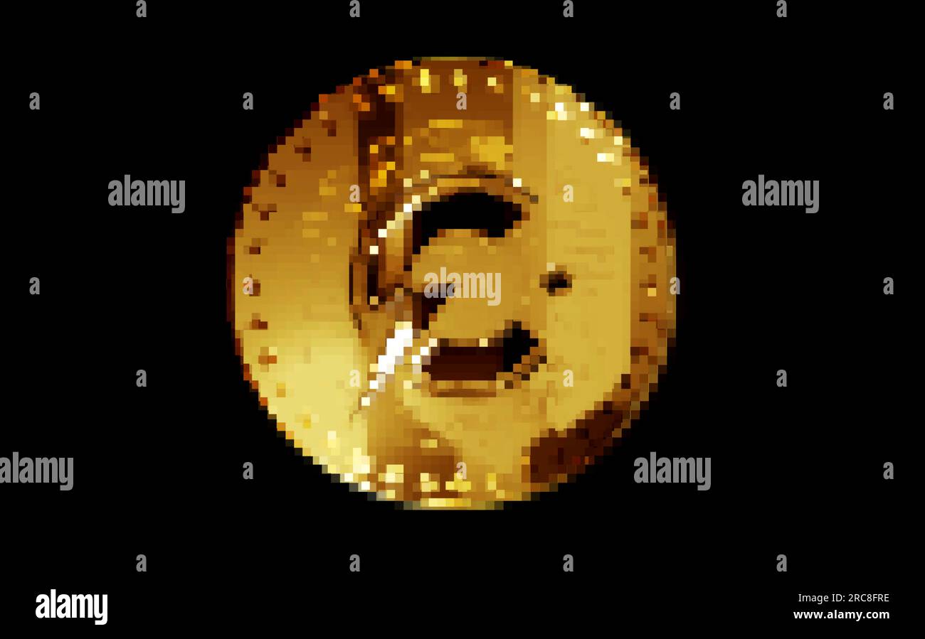 C Charge CCHG EV crypto EV fuel CCharge gold coin in retro pixel mosaic ...