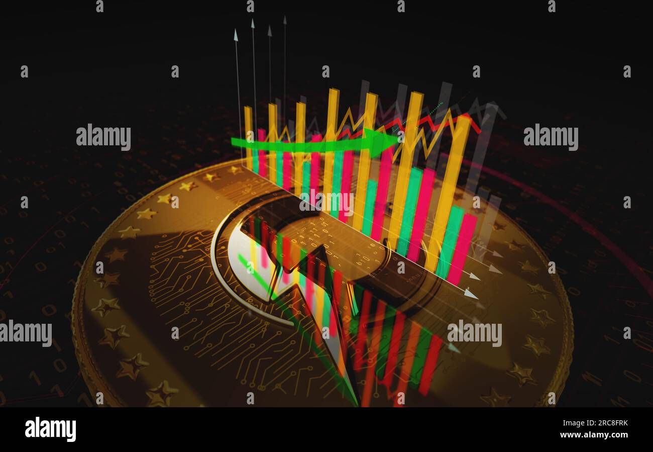 C Charge CCHG EV crypto EV fuel CCharge golden coin over the chart ...