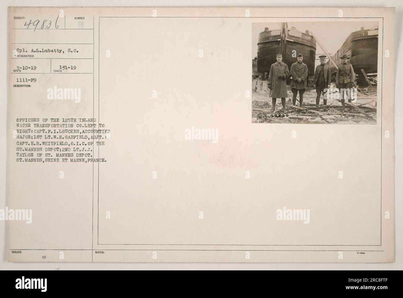 This is an image of officers from the 125th Inland Water Transportation ...