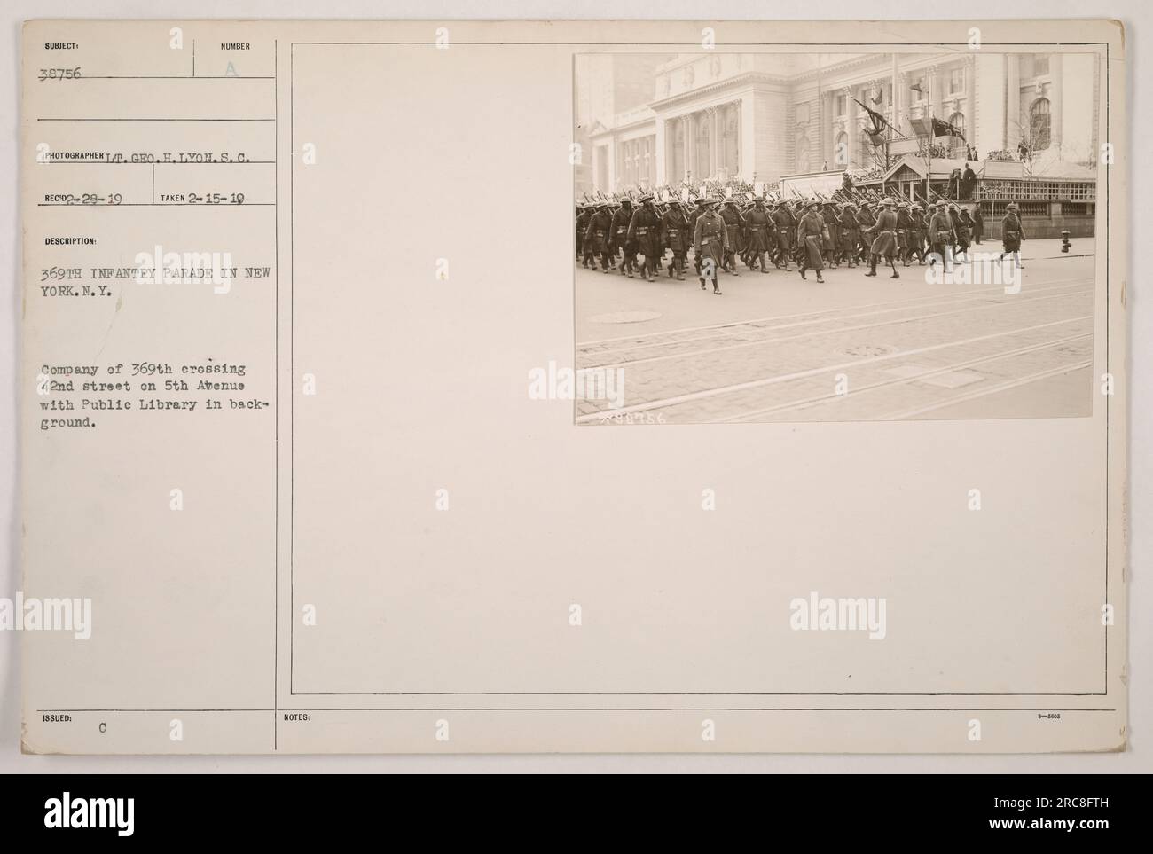 The 369th Infantry parade in New York City, with the Public Library in ...