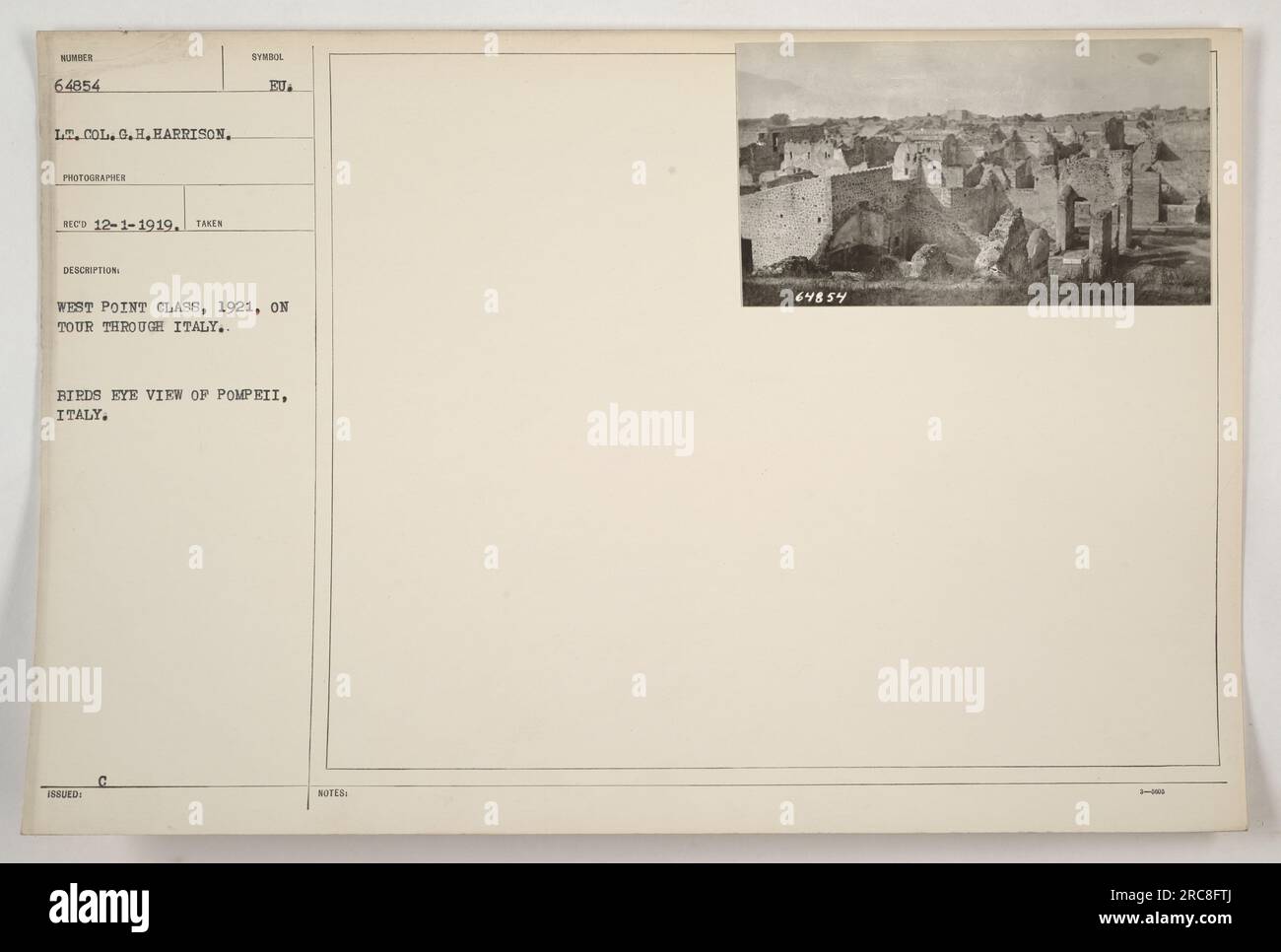 Aerial view of the West Point Class of 1921 on a tour through Italy ...