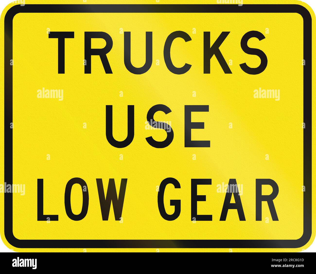 An Australian warning traffic sign - Trucks use low gear Stock Photo ...
