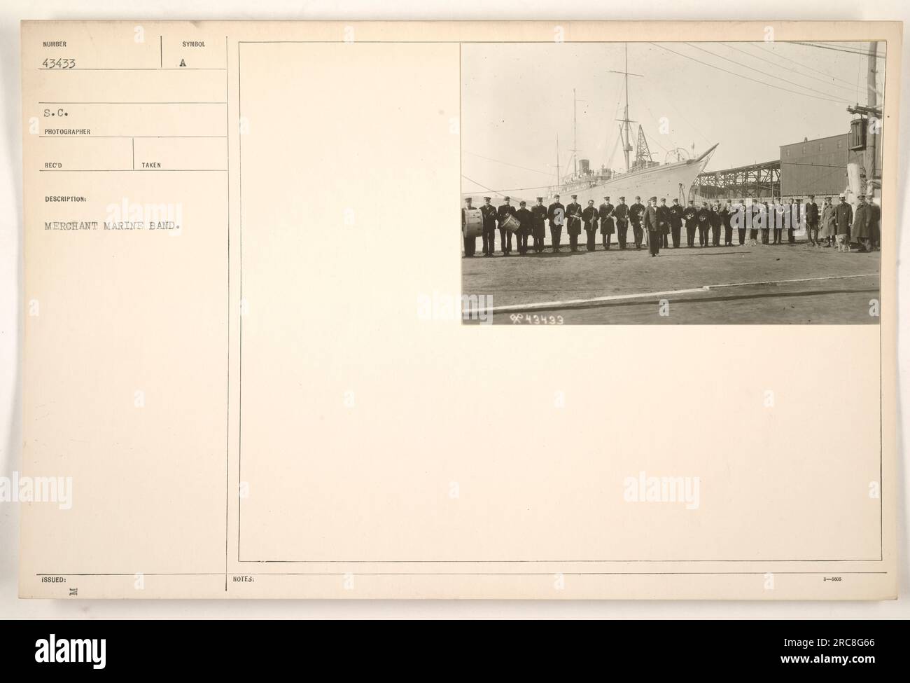 A photograph of the Merchant Marine Band during World War One. The ...