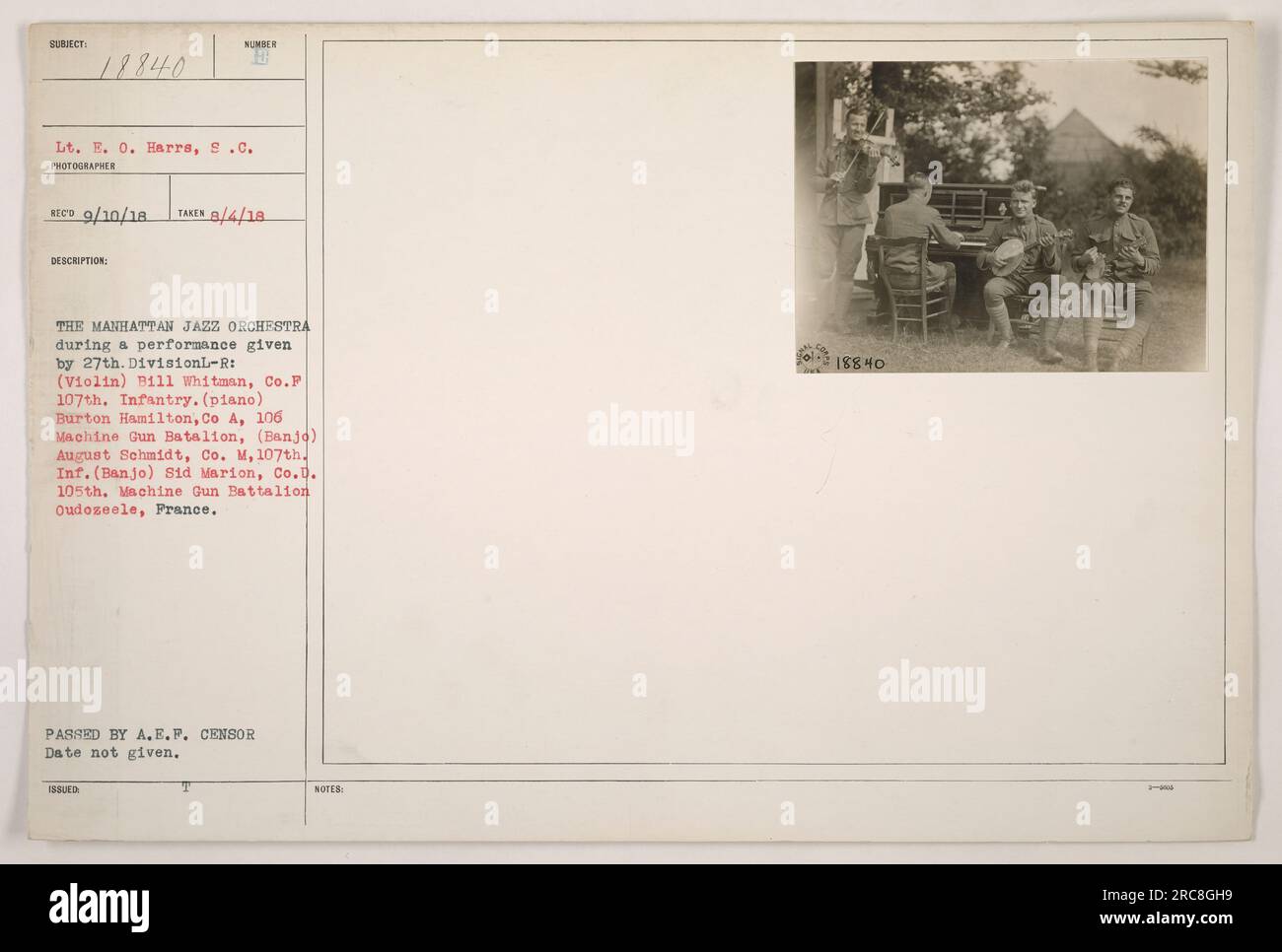 106 machine gun battalion hi-res stock photography and images - Alamy