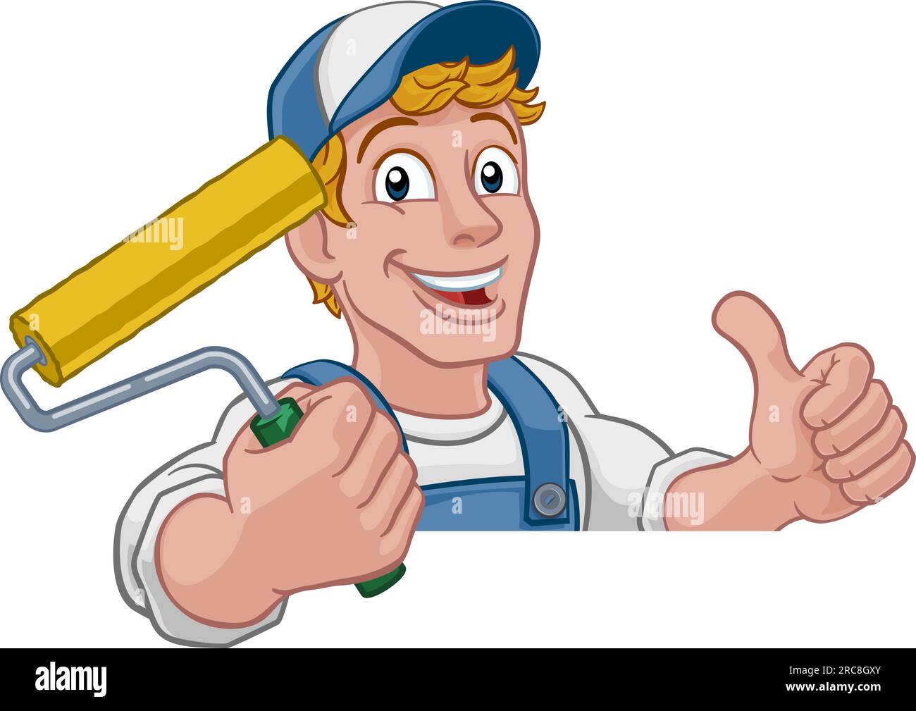 Painter Decorator Paint Roller Cartoon Handy Man Stock Vector Image ...