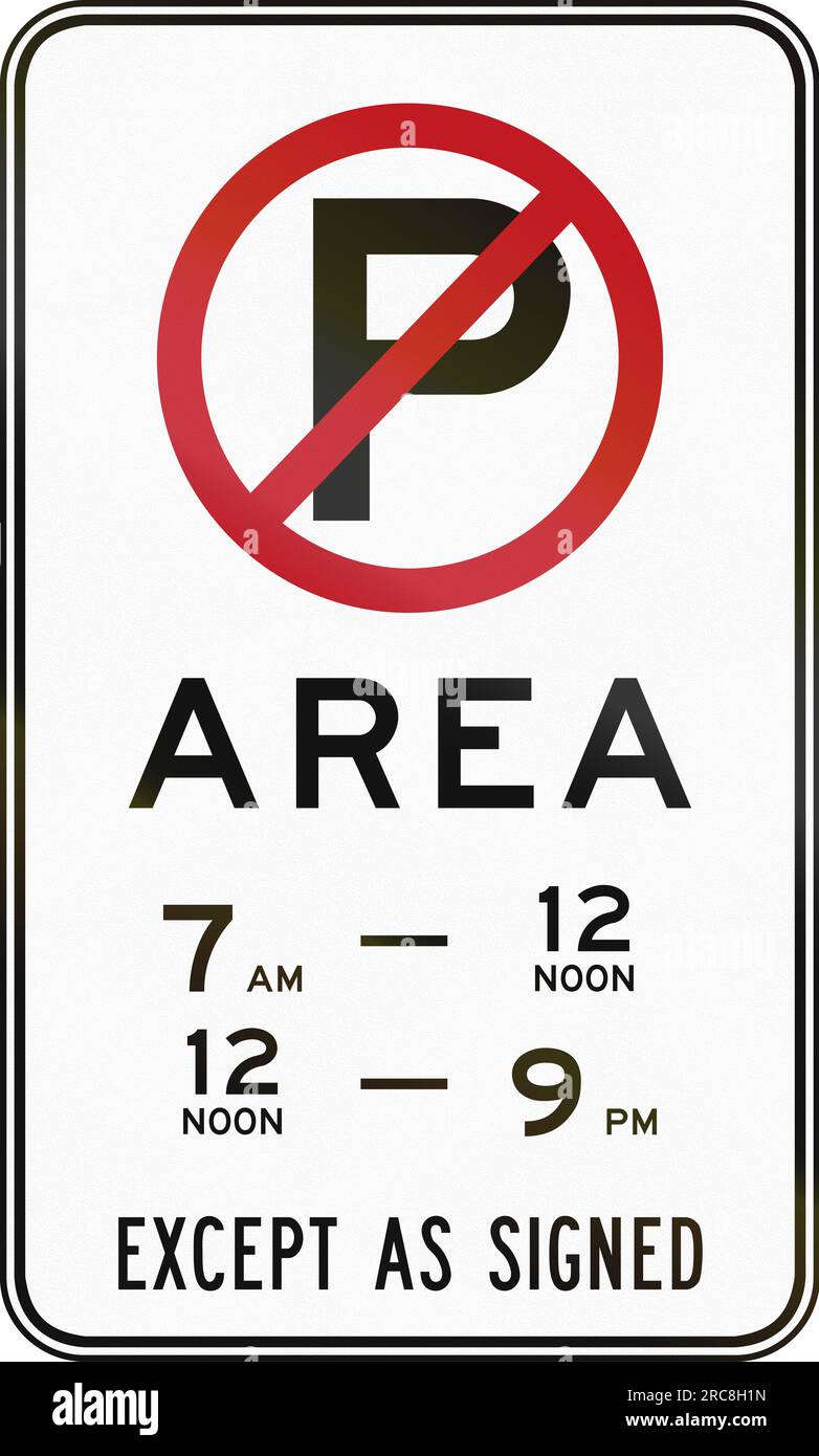 Australian traffic sign - No Parking At Times Shown Stock Photo - Alamy