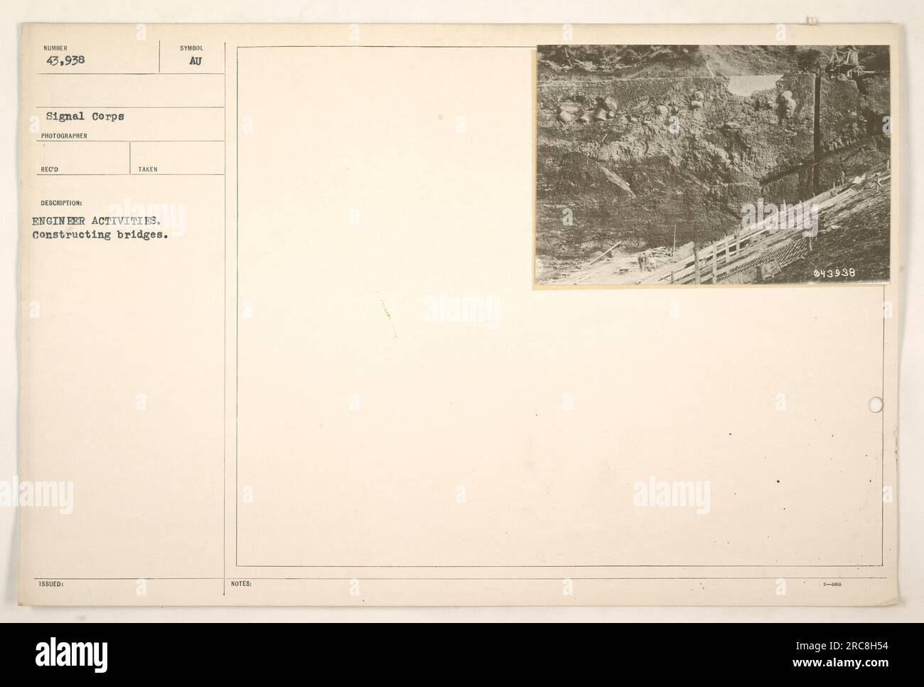 American military engineers constructing bridges during World War I ...