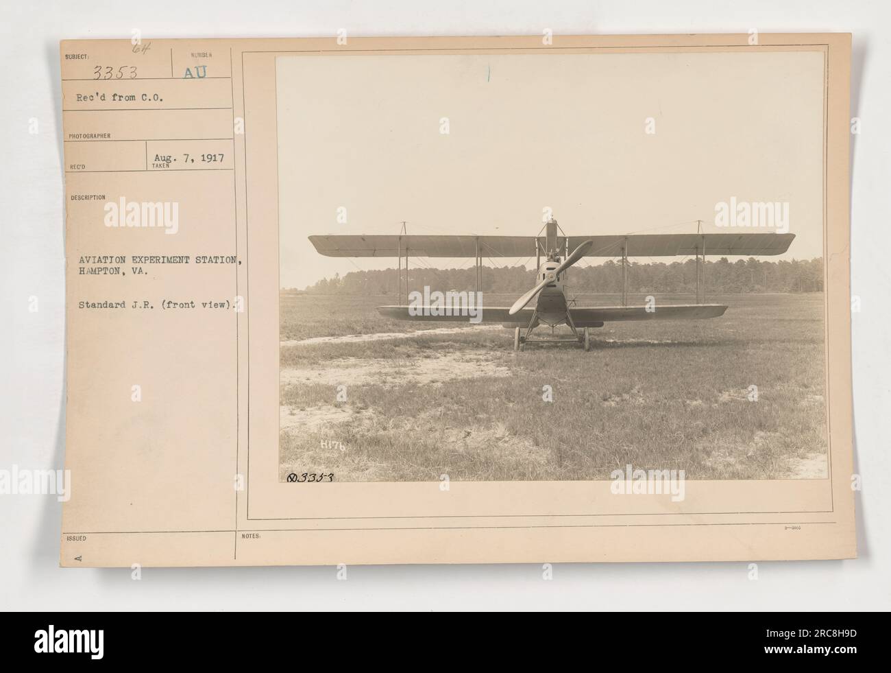 A front view of a Standard J.R. airplane at the Aviation Experiment ...
