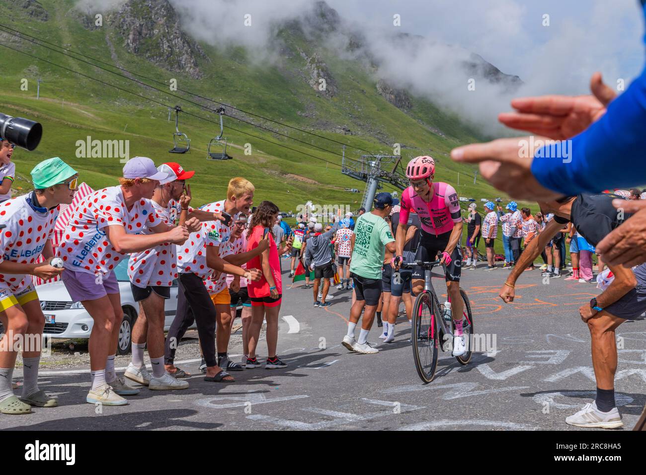 Col du Tourmalet, France - July 06 2023: Neilson Powless climbig the ...