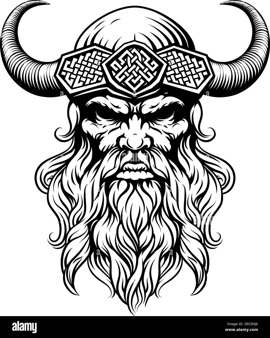 Viking Warrior Man Strong Mascot Face in Helmet Stock Vector Image ...