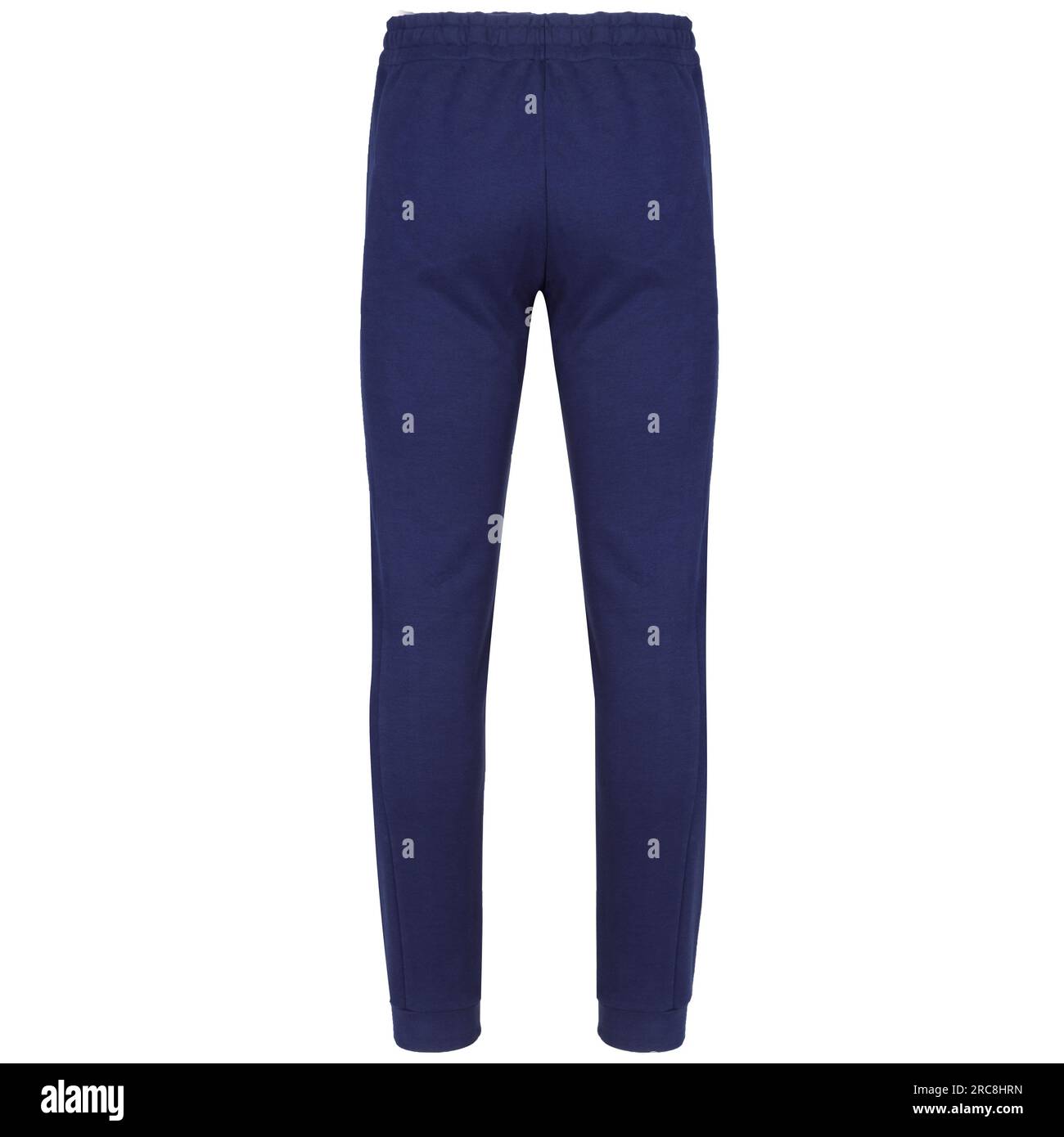 Back side navy blue sports pants, tracksuits on a white background ...