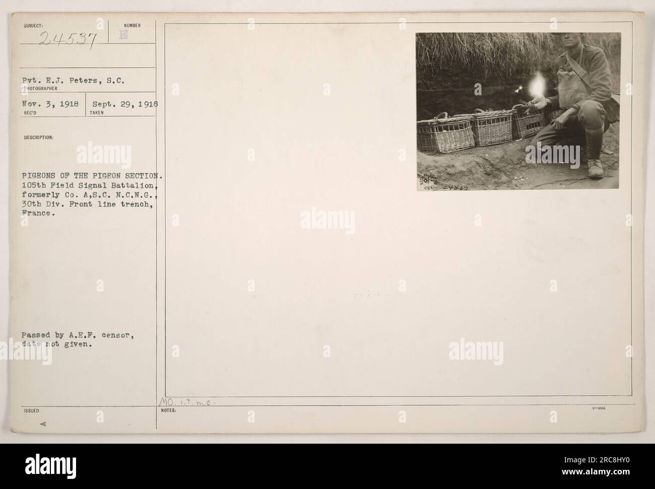 Private E.J. Peters of the 105th Field Signal Battalion, formerly Co. A ...