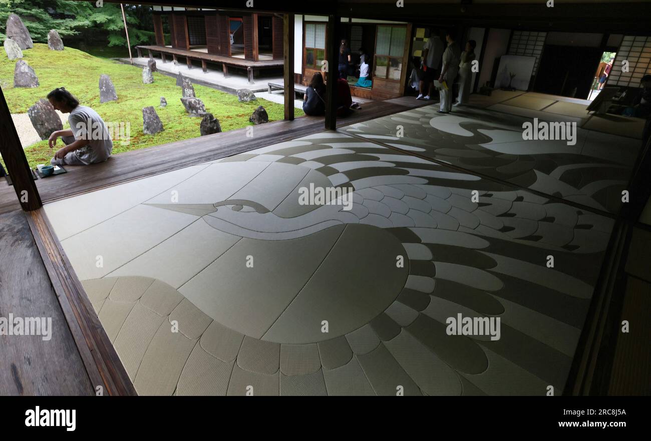 "Art tatami mats" are put at Komyoin Zen Temple in Kyoto City, Kyoto ...