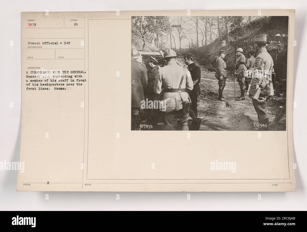 A General is pictured having a conference with a member of his staff in ...